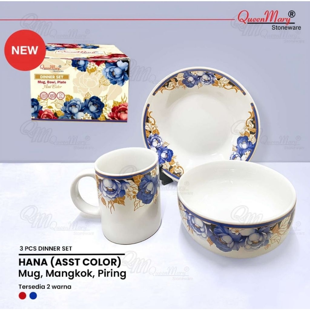Jual ALAT MAKAN KERAMIK SET PIRING + MANGKOK + MUG GELAS / HAMPERS ...