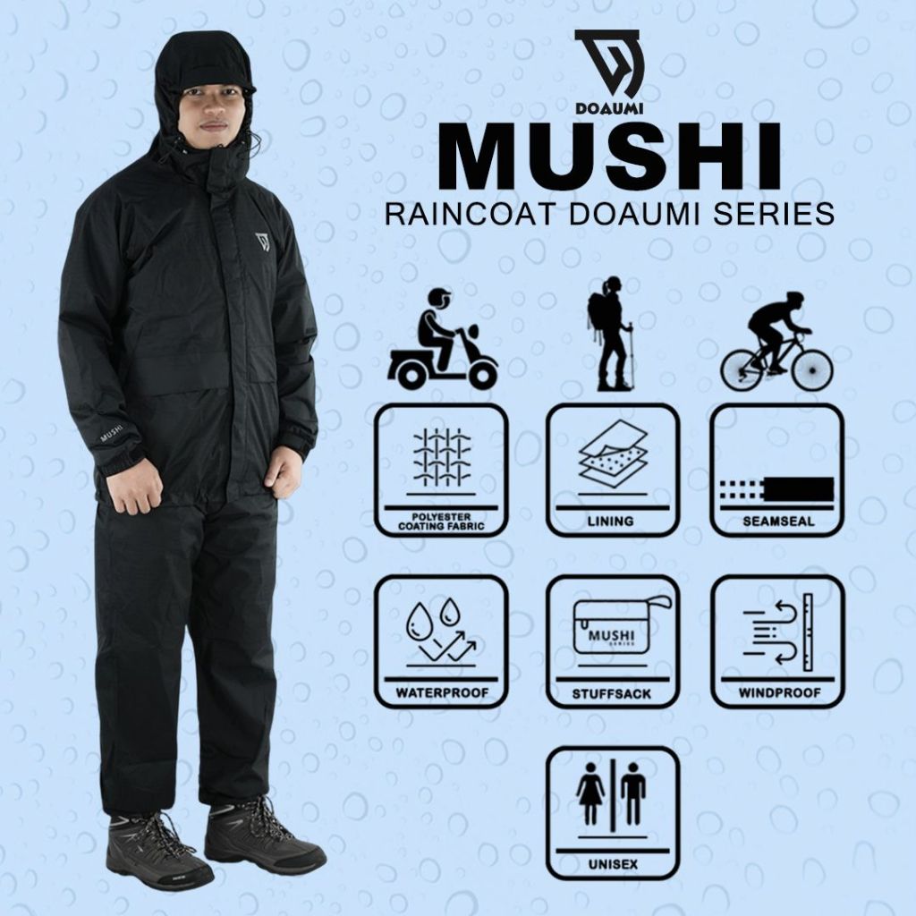Jual RAINCOAT DOAUMI MUSHI JAS HUJAN DEWASA WATERPROOF FULL SEAMSEL JAS ...