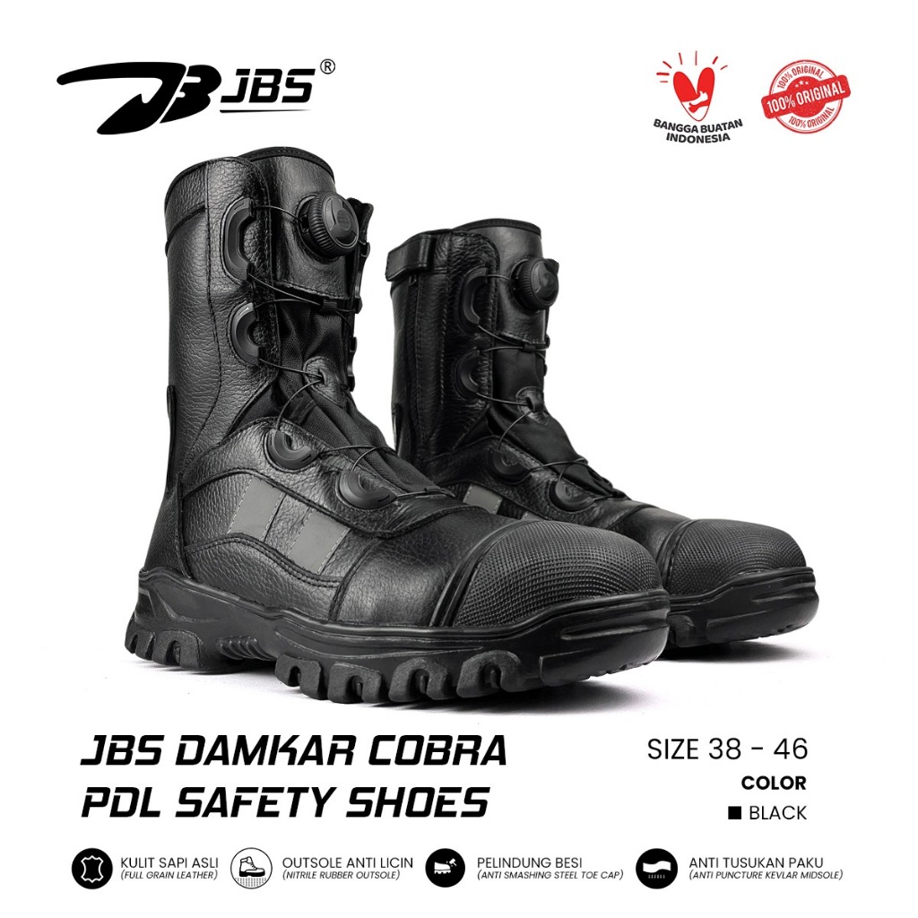Jual Sepatu Safety JBS Damkar Cobra Tali Putar Lycing System Boots ...