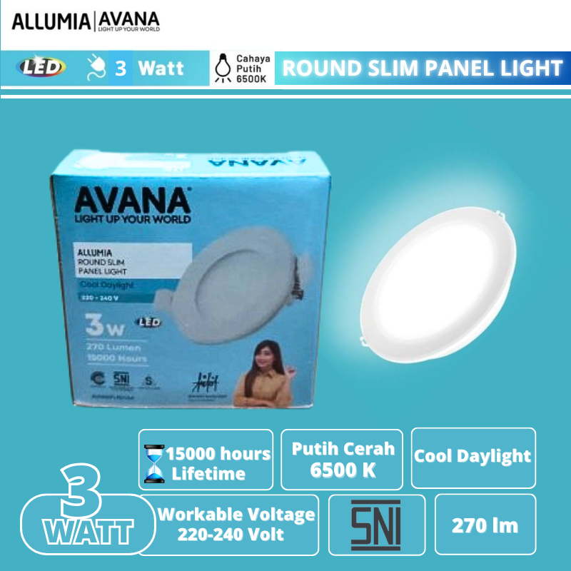 Jual ALLUMIA AVANA Round/Bulat Downlight Plavon Lampu Plafon LED 3 Watt 6500K/Putih Dan 3000K ...