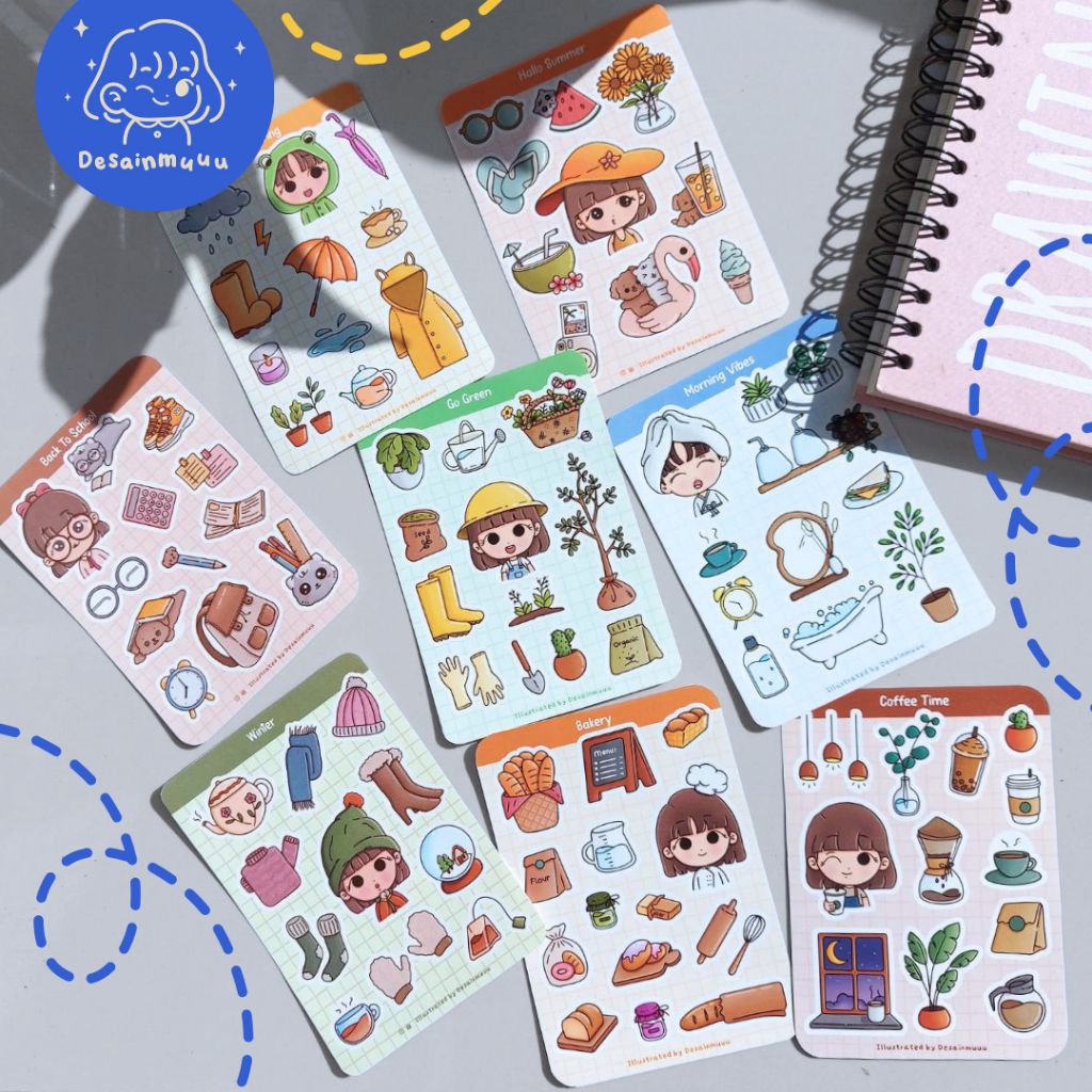Jual Cute Girl Daily Planner Sticker Sheet by Desainmuuu | Shopee Indonesia