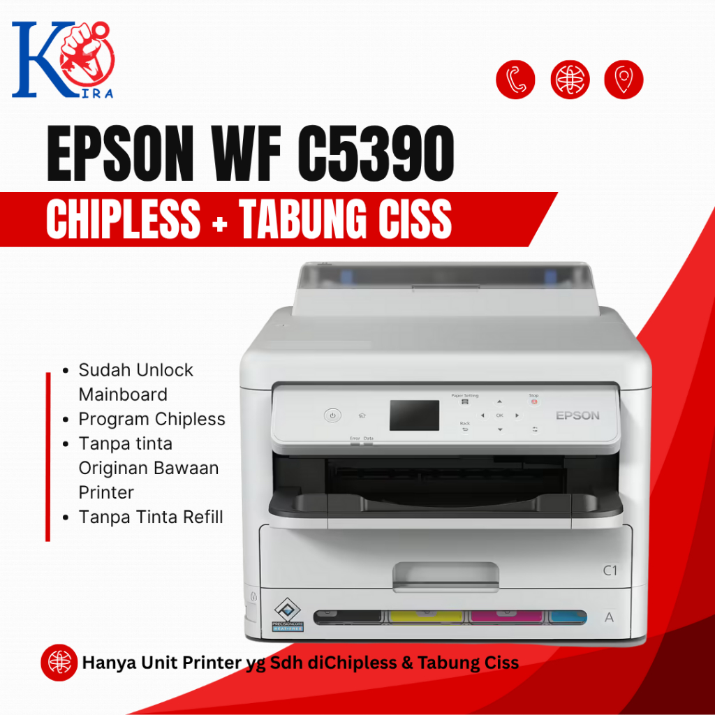 Jual Epson WF C5390 plus Chipless & tabung tanpa tinta ori bawaan ...