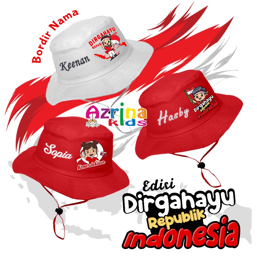 Jual Topi Rimba Edisi Kemerdekaan Topi Anak Gratis Bordir Nama 17 ...