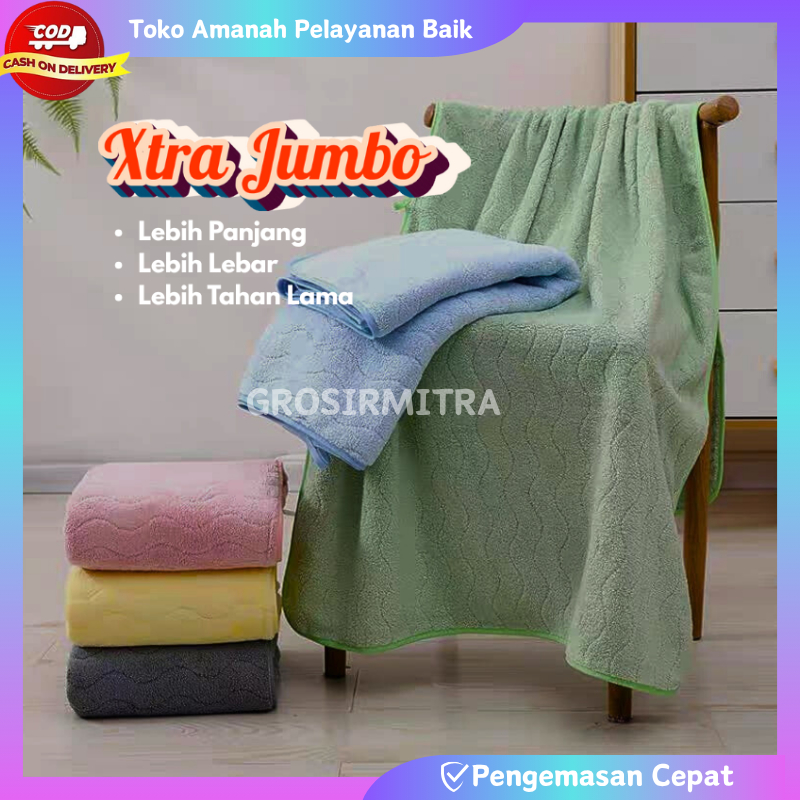 Jual Handuk Mandi 80X160cm Jumbo Unisex Kamar Mandi Microfiber Menyerap Air Embos Zigzag SB ...