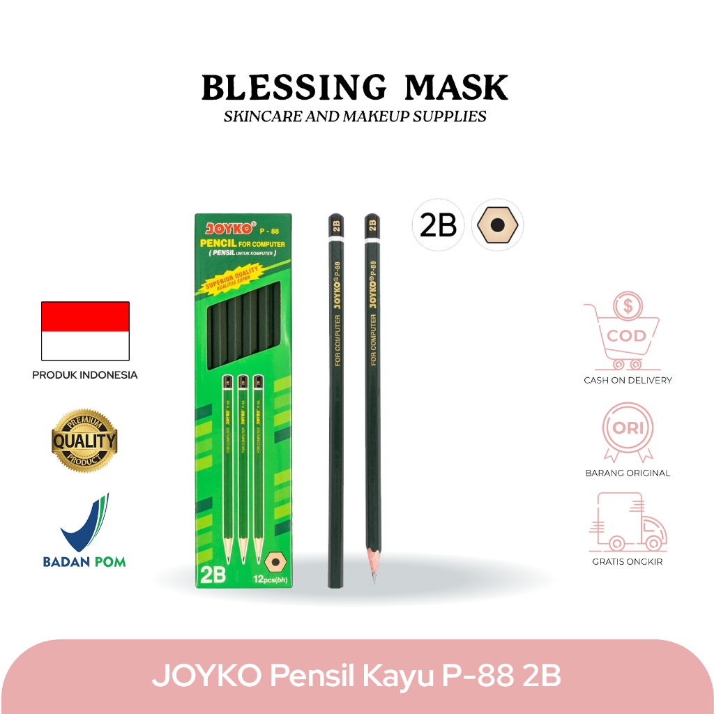 Jual JOYKO Pencil Kayu | Pensil Joyko P-88 2B | 1BOX : 12PCS ...