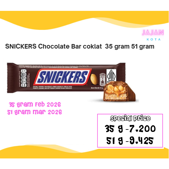 Jual SNICKERS CHOCOLATE 35 gram 51 gram | Shopee Indonesia