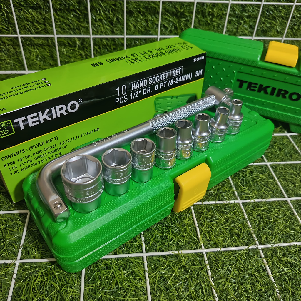 Jual TEKIRO Kunci Shock Sock Set 10pcs 1/2 Inch 6 Pt Hand Socket 8 - 24mm Lengkap 1 Box Original ...