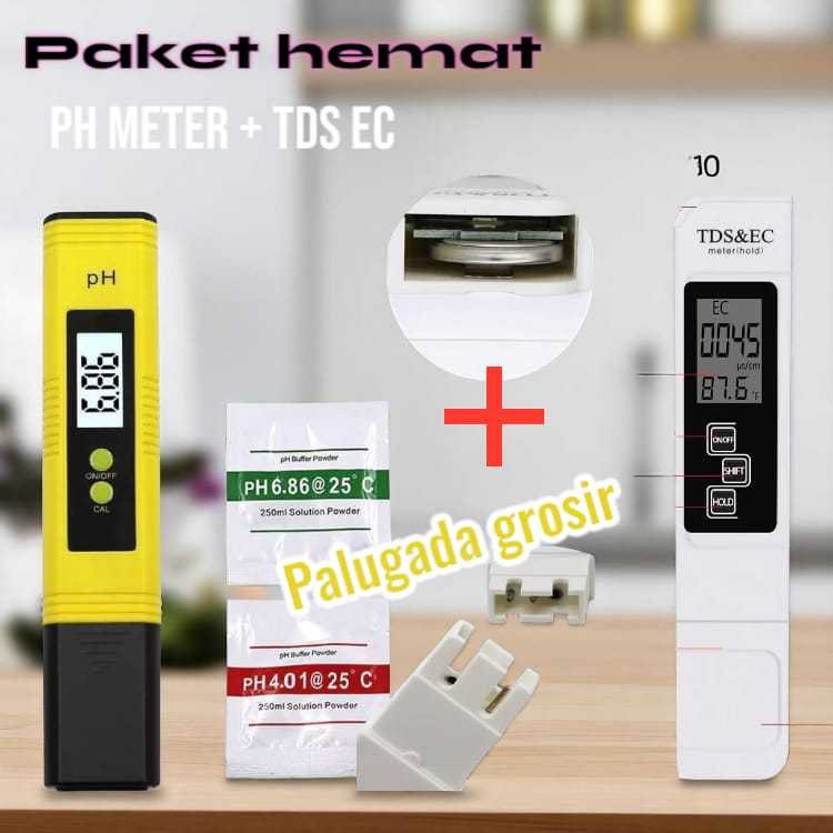 Jual Paket Alat Ukur Uji PH Meter & TDS EC Meter Digital Alat Ukur Kualitas Hidroponik Air ...