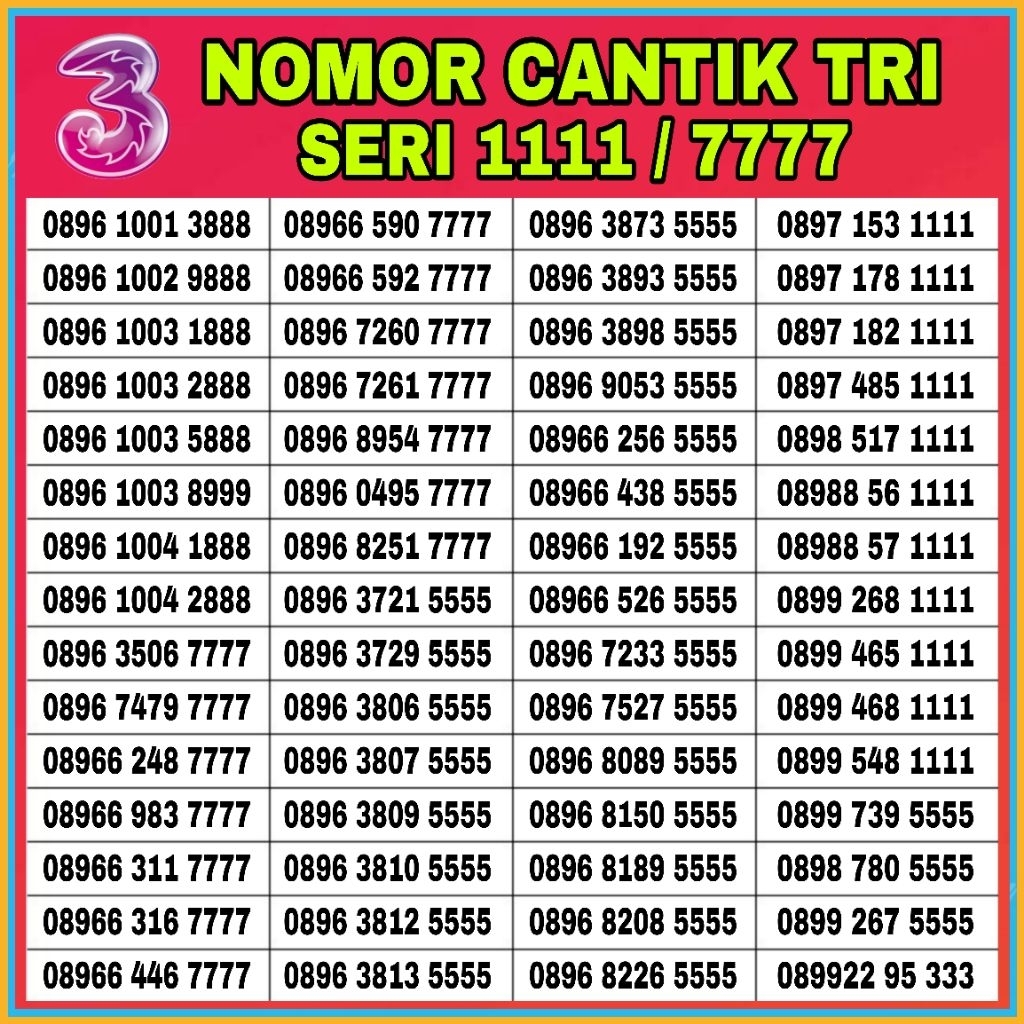 Jual Nomor cantik tri 4G Lte | Shopee Indonesia