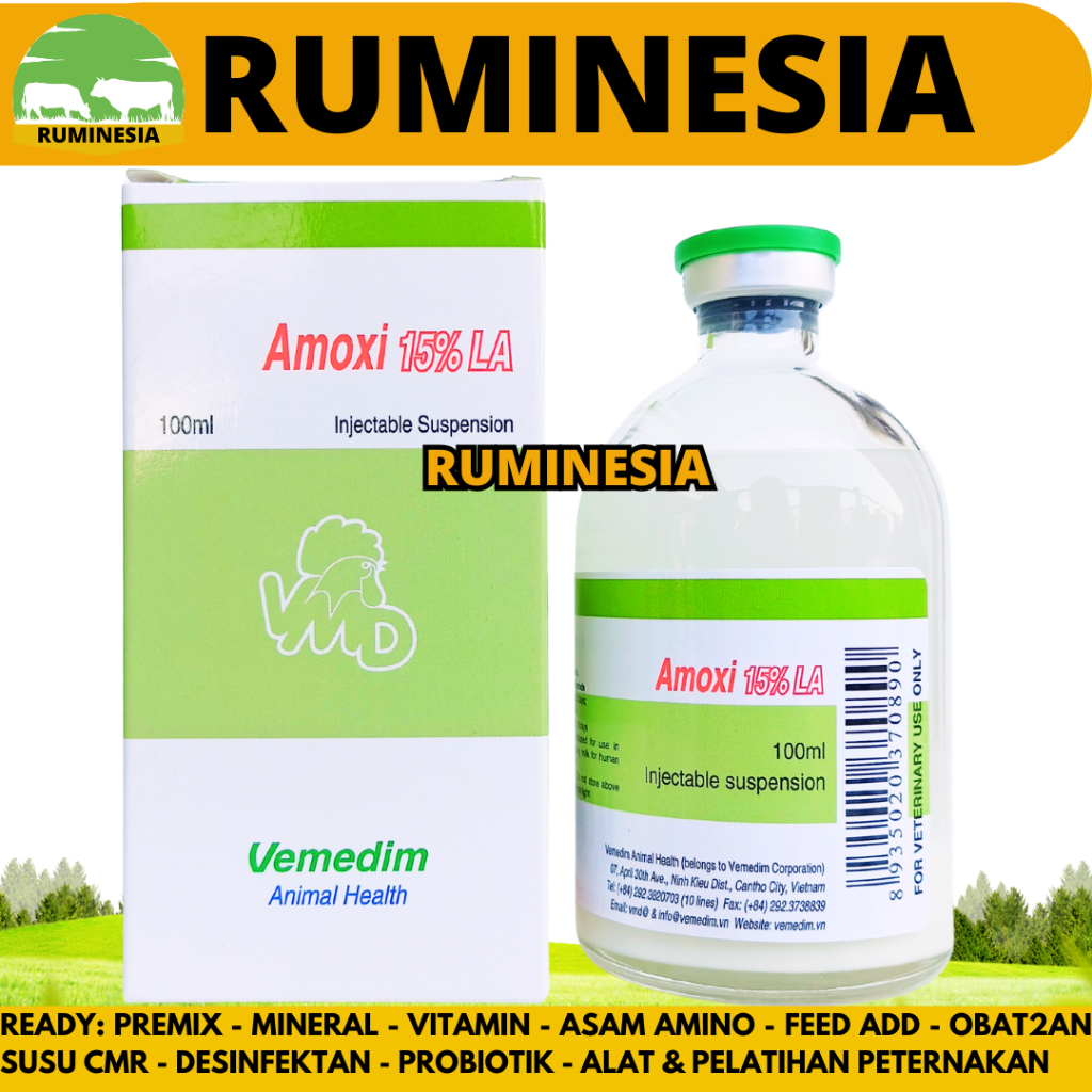 Jual AMOXI 15% LA 100ML VEMEDIM - Obat Hewan Antibiotik Long Acting ...
