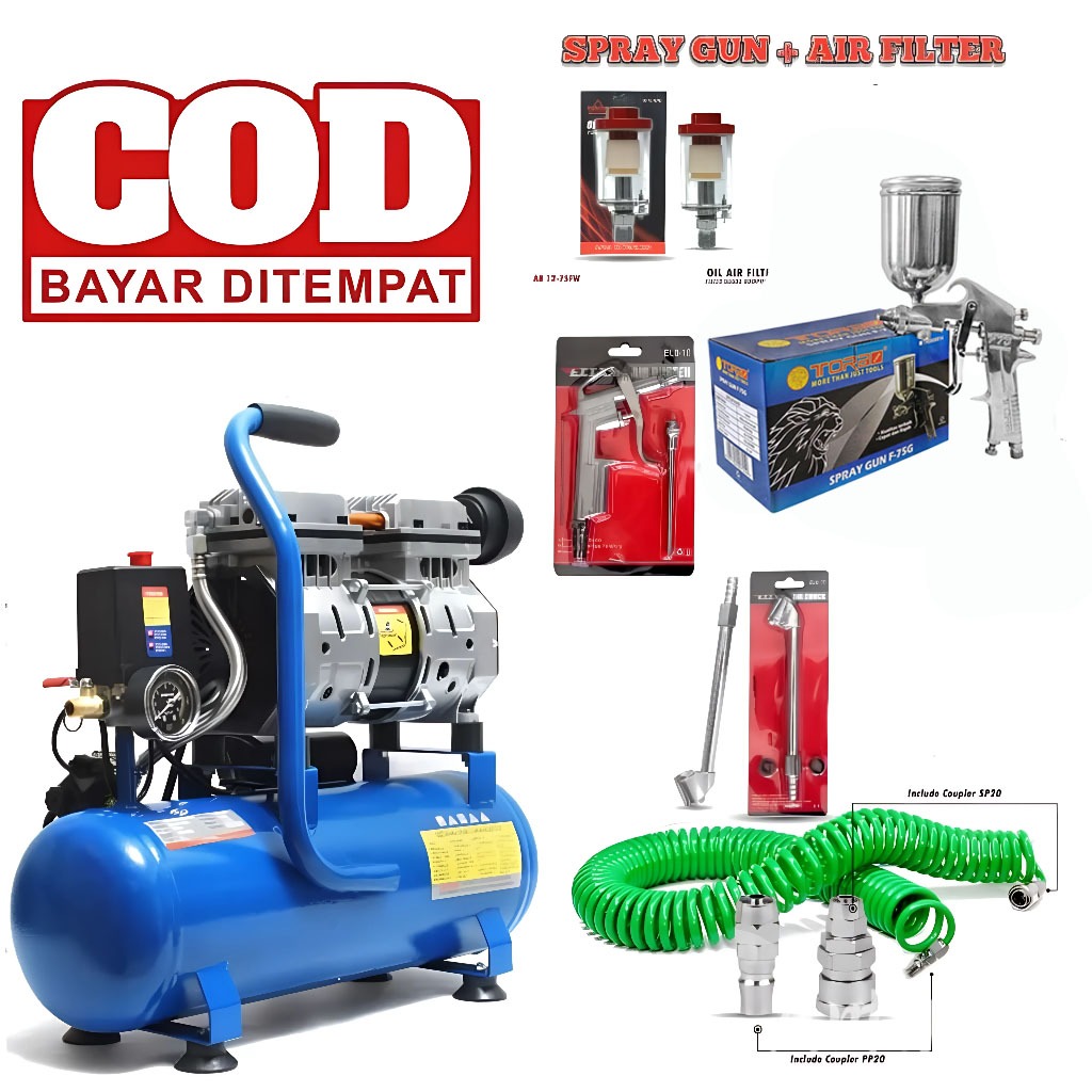 Jual PROMO PAKET 4 ITEM!! KOMPRESOR HL Mesin Kompresor Listrik Oilless ...