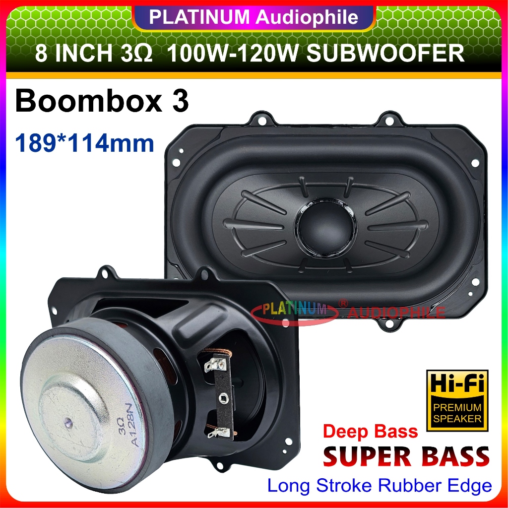 Jual Speaker Boombox 3 Oval 8 inch 3 ohm 100W-120W Subwoofer Super Bass ...
