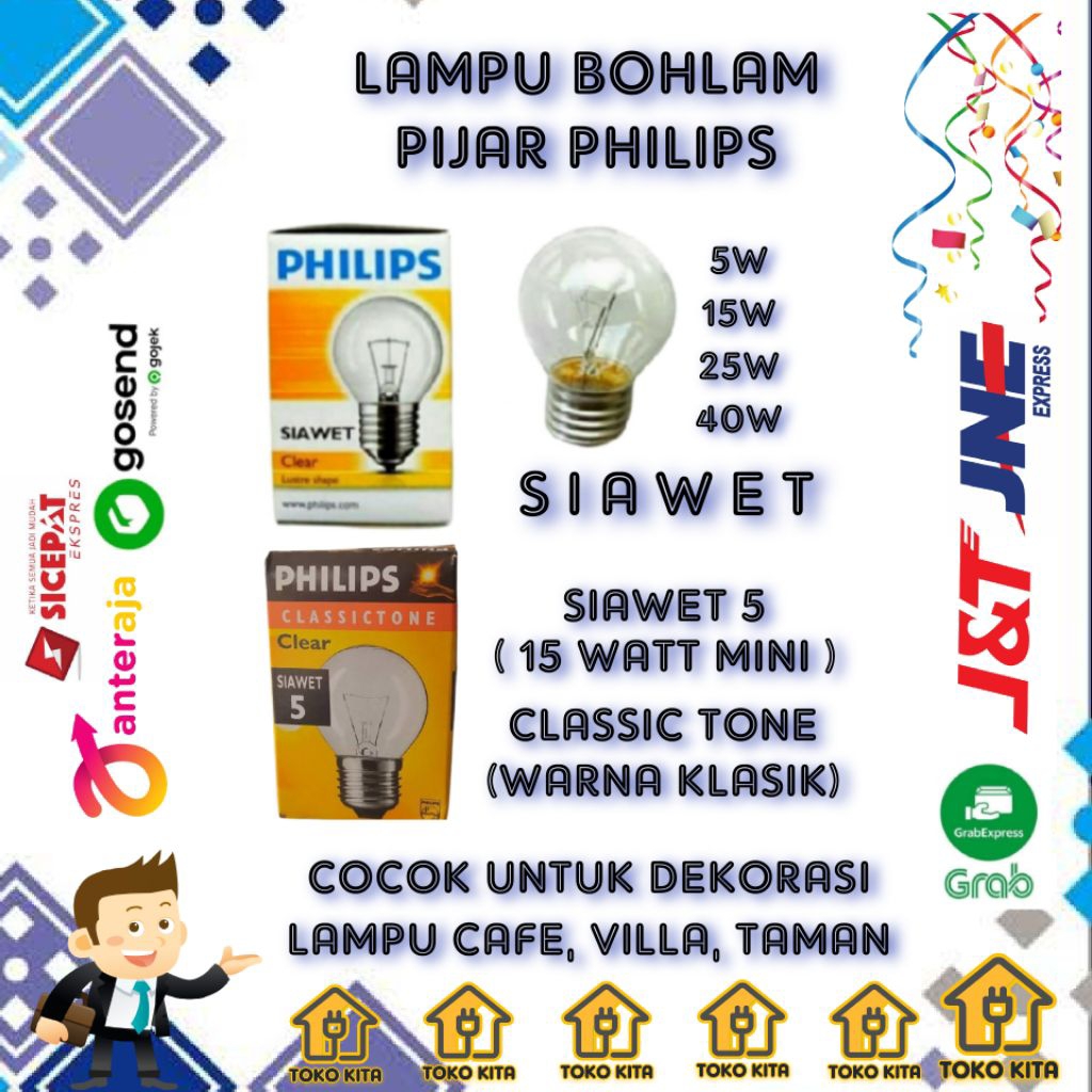 Jual LAMPU BOHLAM PIJAR PHILIPS SIAWET 5 WATT 15 WATT 25 WATT 40 WATT ...