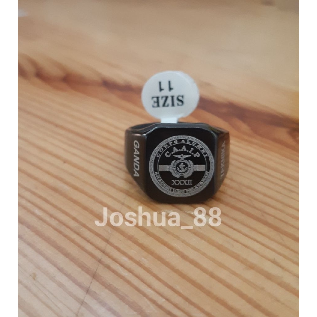 Jual Cincin Titanium Custom Ukir Logo CAAIP Black Bisa Ukir Nama Logo ...