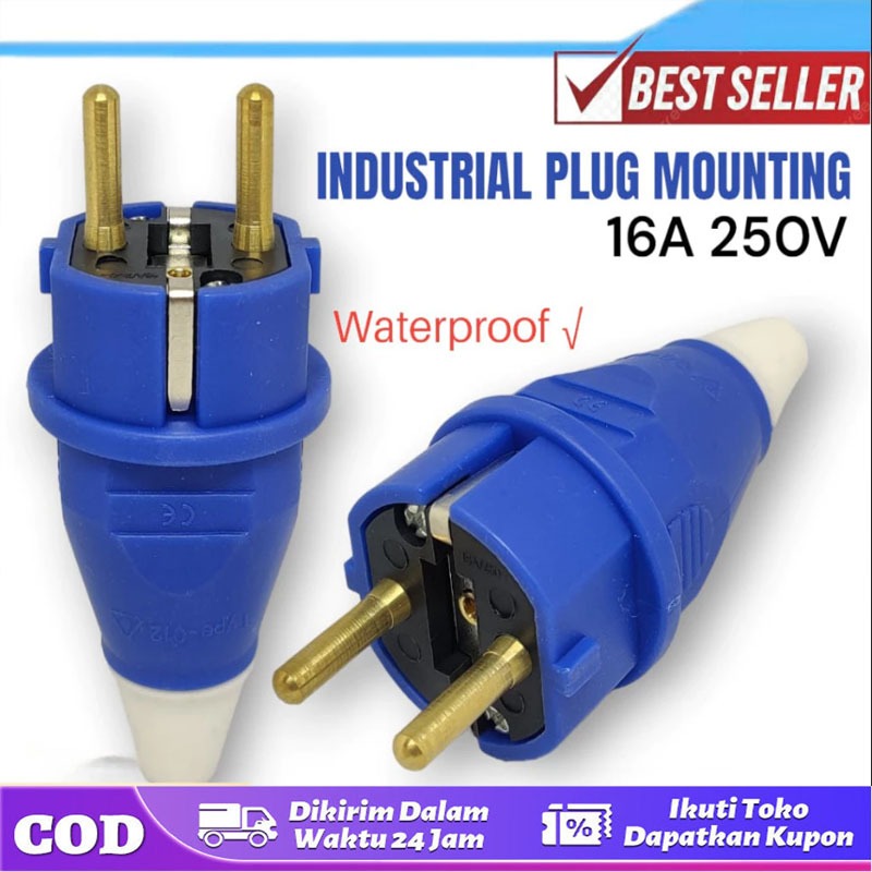 Jual 【Ready】Plug Mounting/Male Steker 2Pin 16A (E012) EWIG, PLUG ...