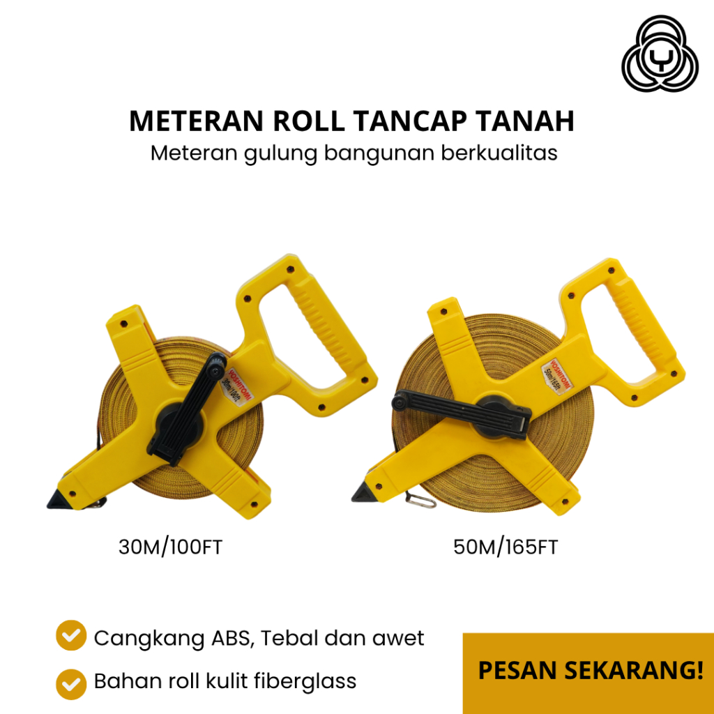 Jual METERAN ROLL TANCAP TANAH 30M/100FT FIBERGLASS TAPE MEASURE | Shopee Indonesia