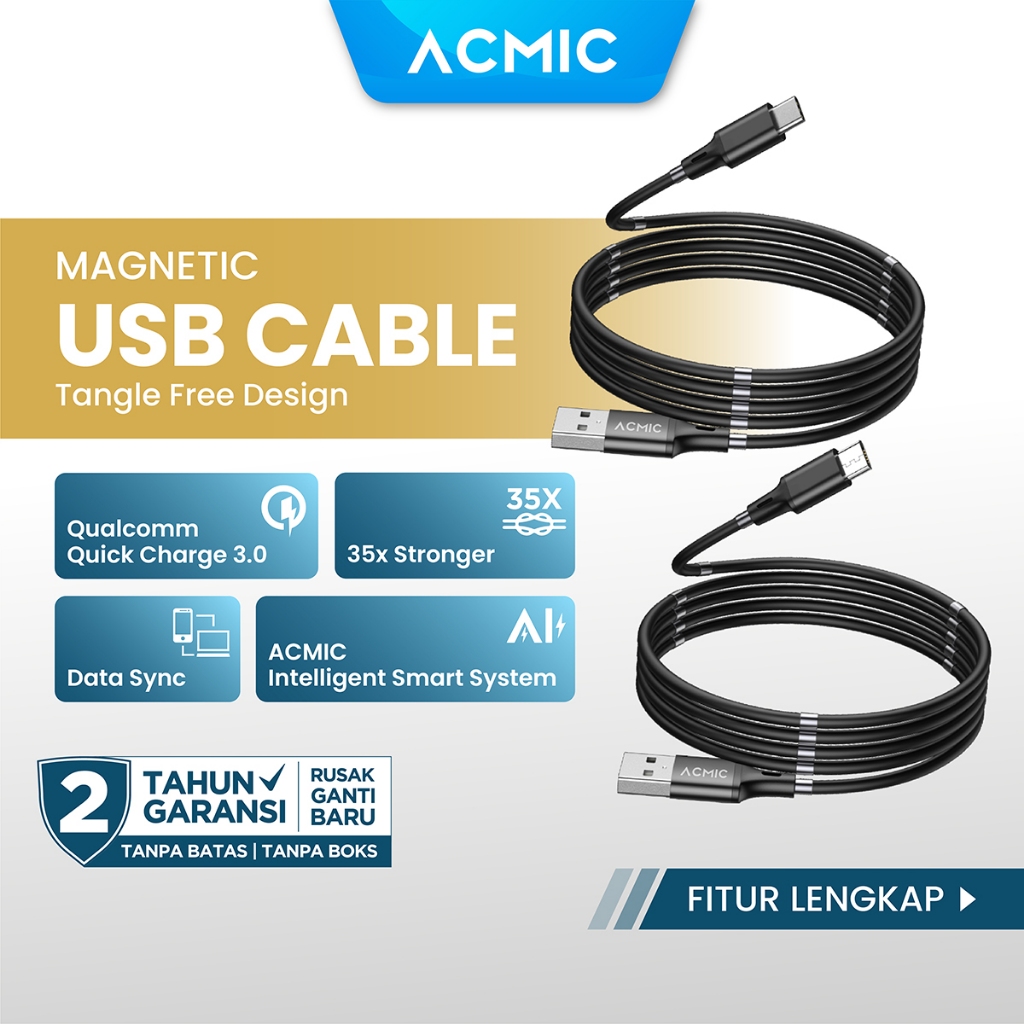 Jual ACMIC MAGLINE M100 Magnetic Kabel Data Charger Fast Charging ...