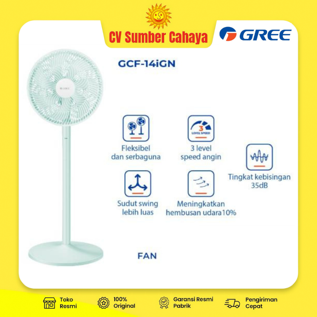 Jual GREE Kipas Angin Berdiri 14" Wind Green Fan 2in1 Stand Desk Fan ...