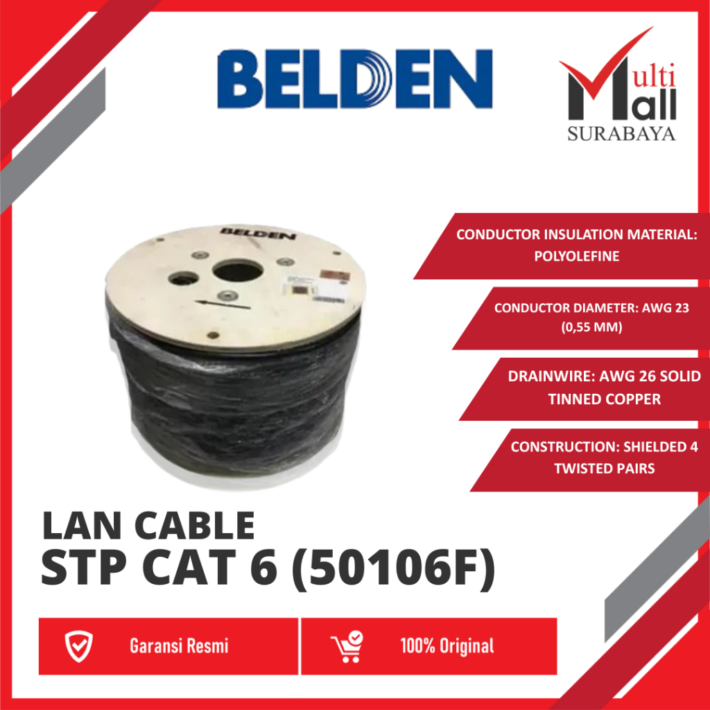 Jual Belden STP Cable CAT 6 Cat6 Kabel LAN 50106F 50106 F 305m Outdoor ...
