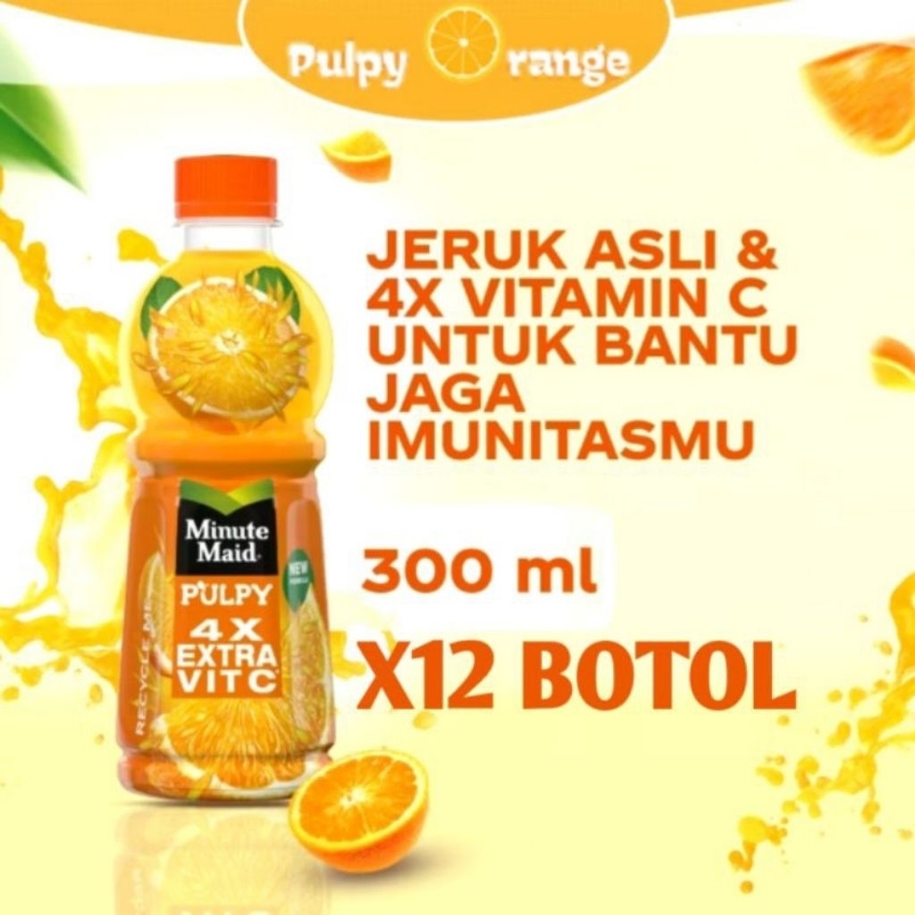Jual Minute Maid Pulpy Orange 300ml isi 12 Botol | Shopee Indonesia