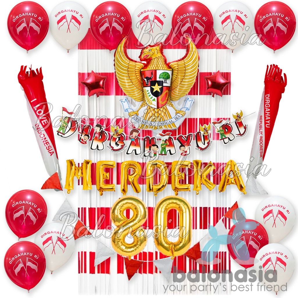 Jual Dekorasi DIRGAHAYU Pesta HUT RI 17 Agustus / Banner Foil Bendera ...