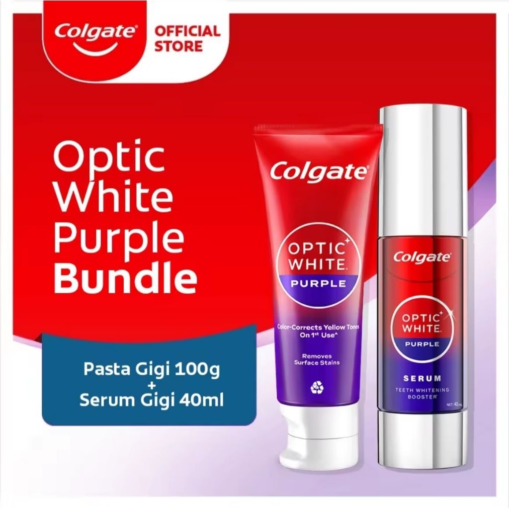 Jual Colgate Optic White Purple Serum 40ml + Optic White Purple 100g ...