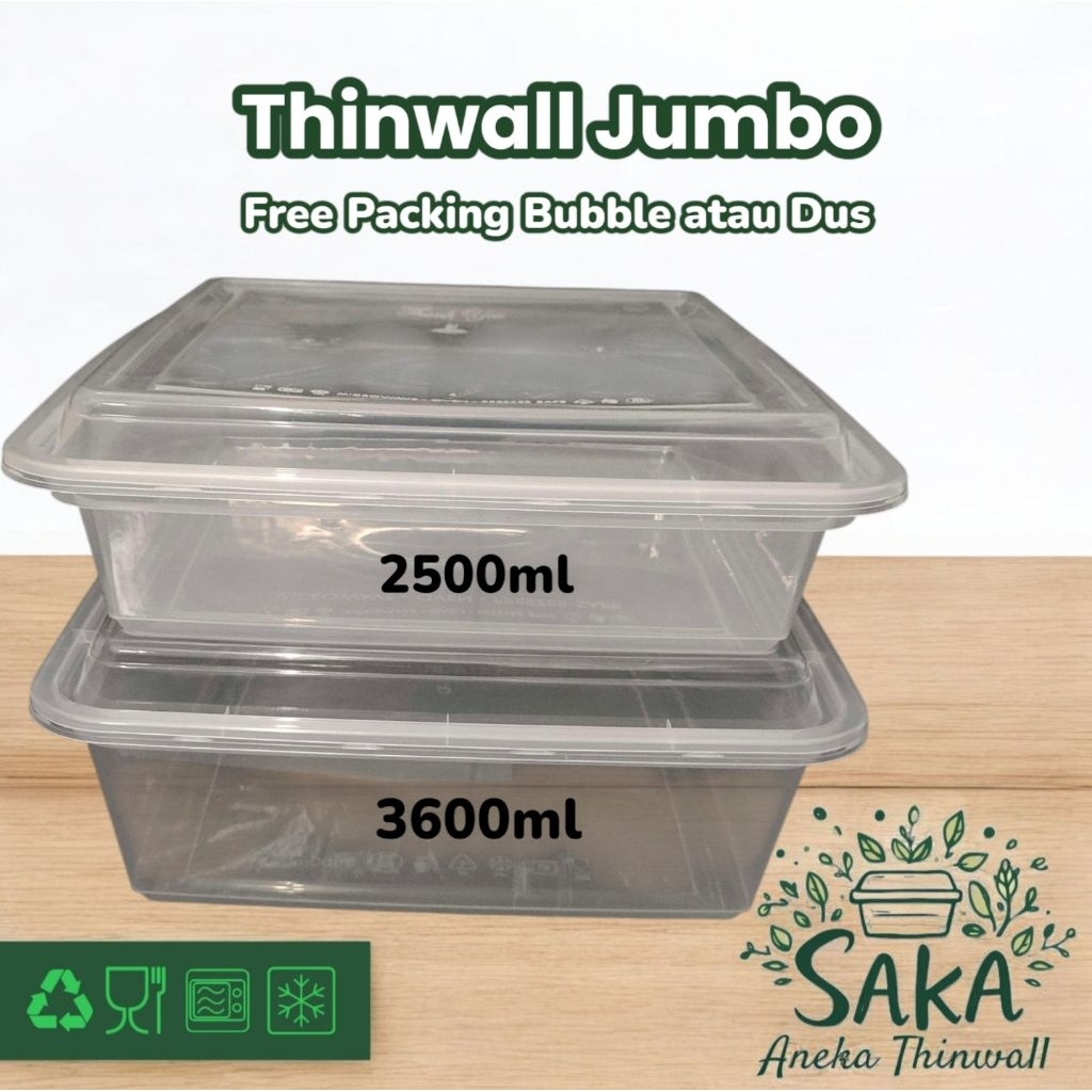 Jual (Satuan) Thinwall Jumbo 2500ml, 3600ml Food Container Ukuran Besar ...