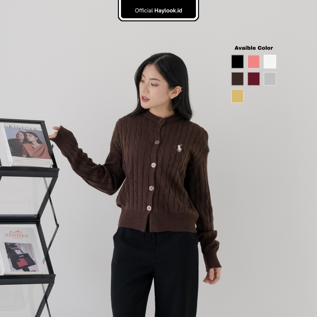 Jual Haylook.id Daisy Cable Cardy Knit Top - Rajut Korean Style Cardy ...