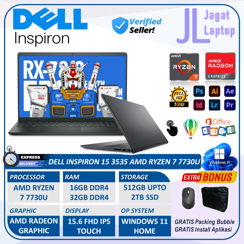 Jual Laptop Bisnis Dell Inspiron 15 3535 Ryzen 7 7730U 32GB Ram 2TB SSD ...