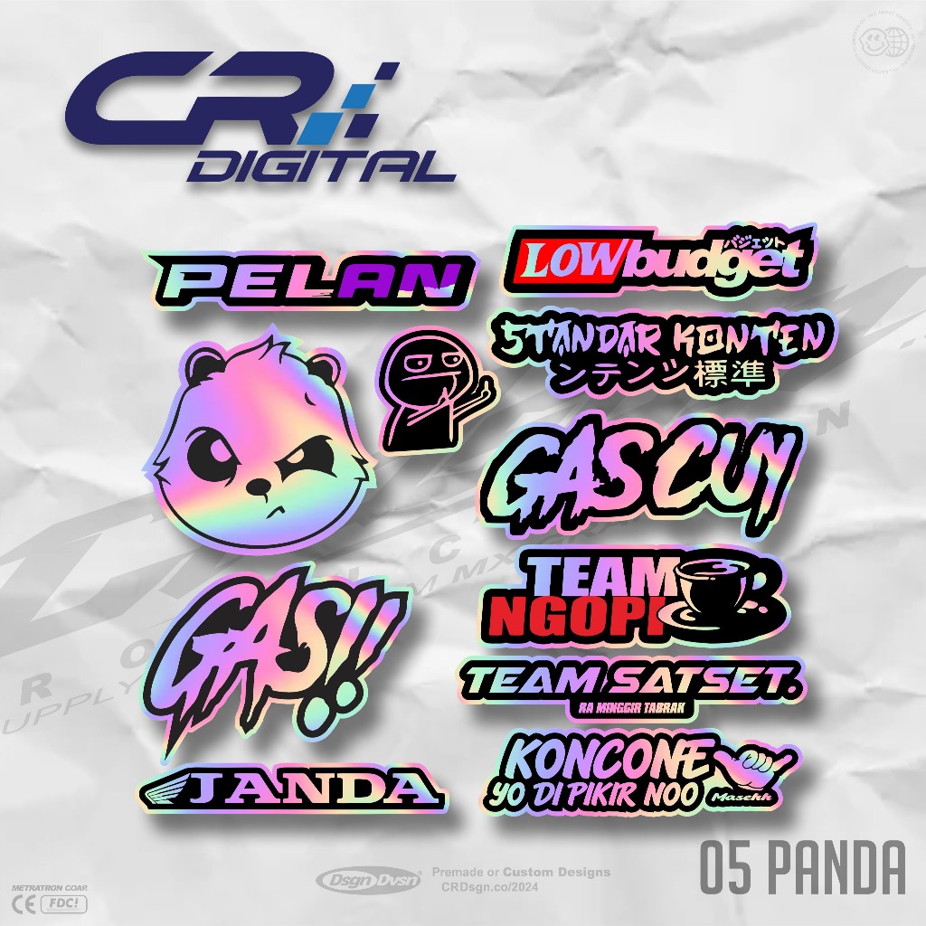 Jual Stiker Viral Logo Hologram Stiker Tanki Motor Hypebeast Panda ...