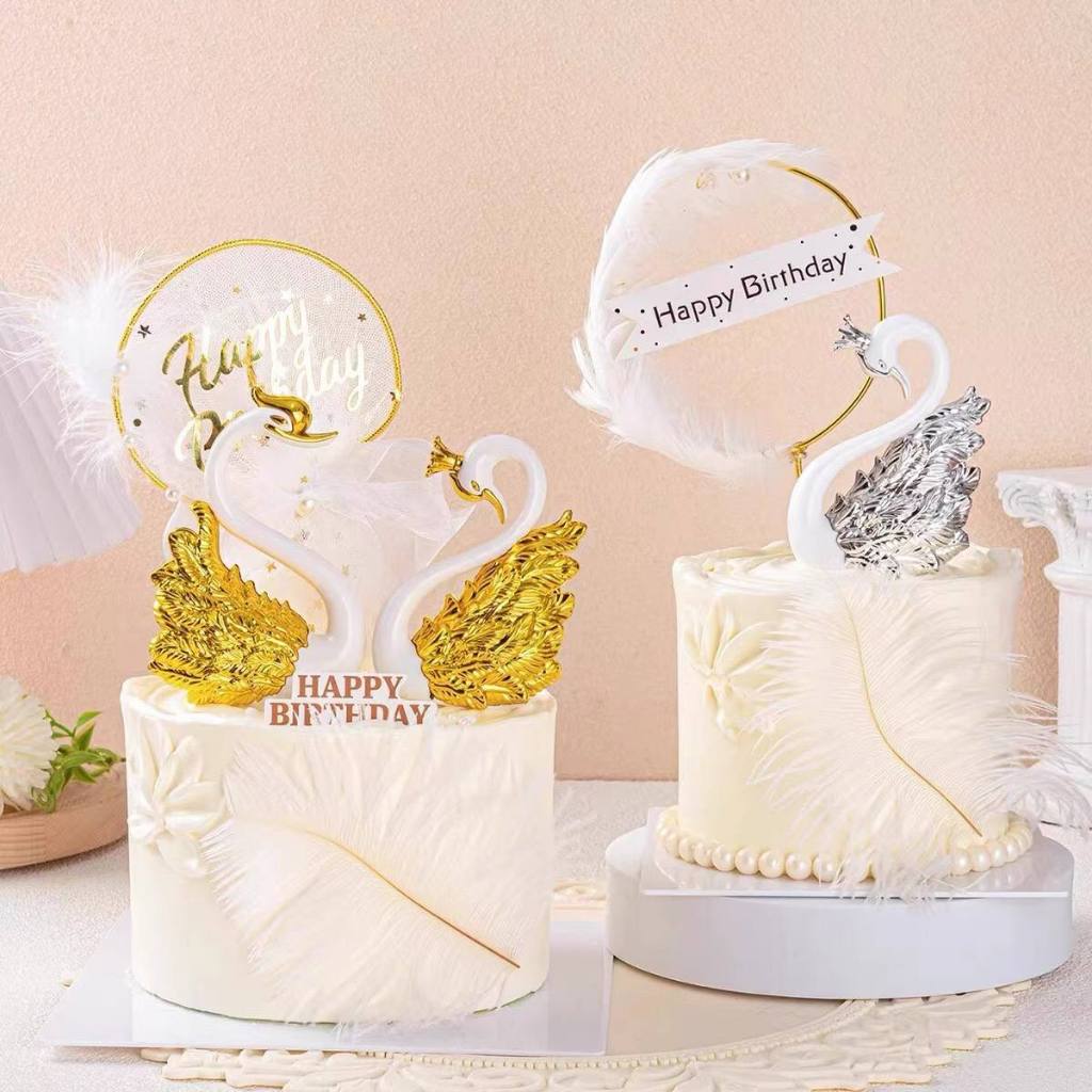 Jual 1Set Angsa Gold/ Silver Flamingo/ Topper Angsa Pasangan / Set ...