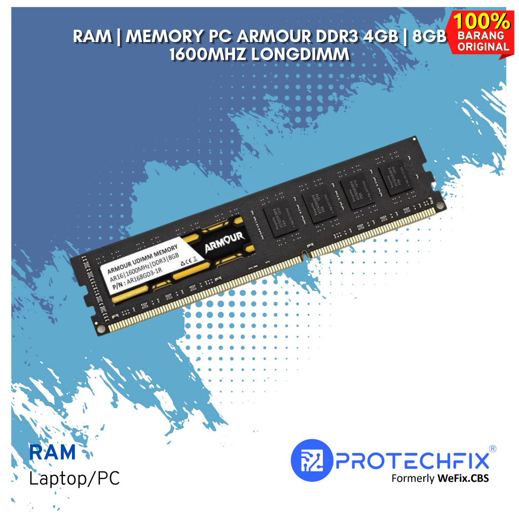 Jual RAM | Memory PC ARMOUR DDR3 4GB | 8GB 1600MHZ LONGDIMM | Shopee Indonesia