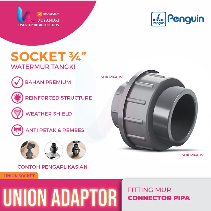 Jual Union Adaptor Socket Penguin 3/4 Inch Watermur sok pipa original ...