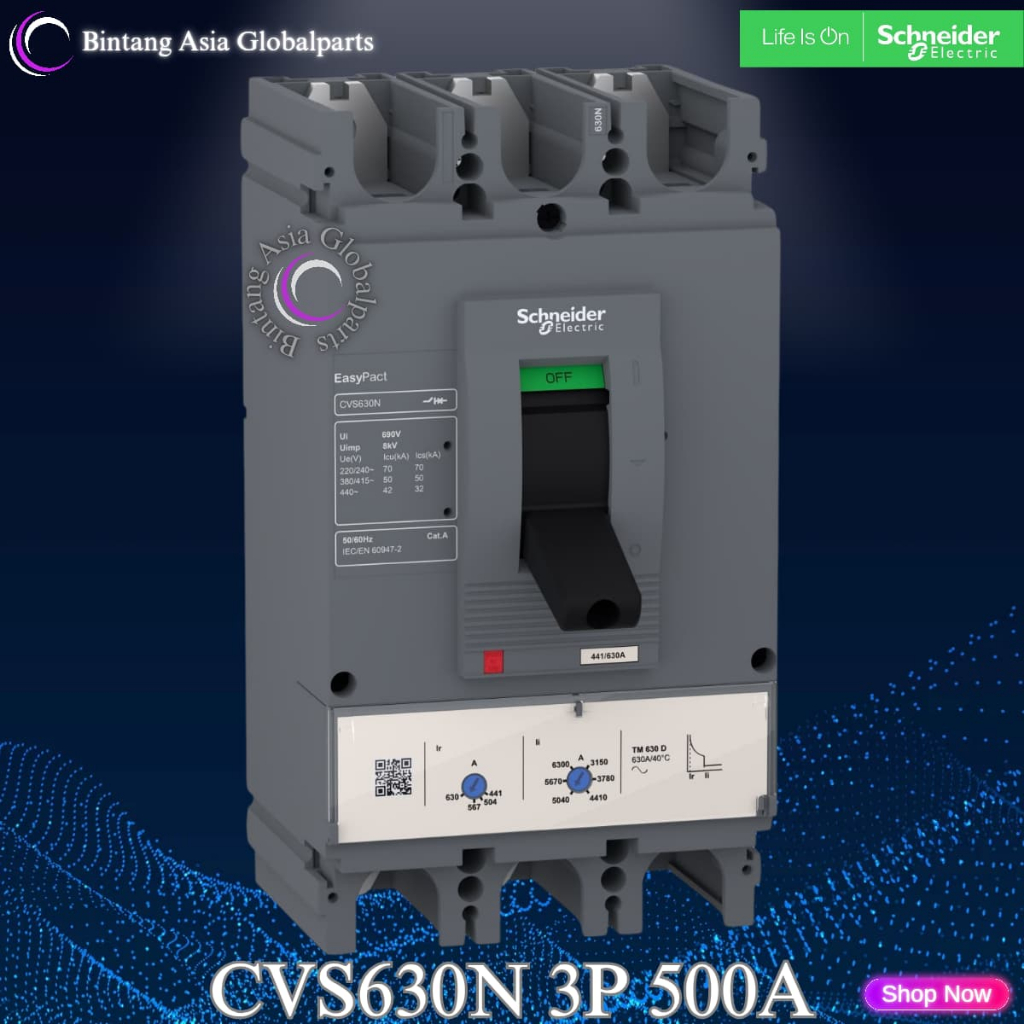 Jual MCCB 3p 500a Schneider CVS630N Original / MCCB 3 Phase 500 Ampere ...