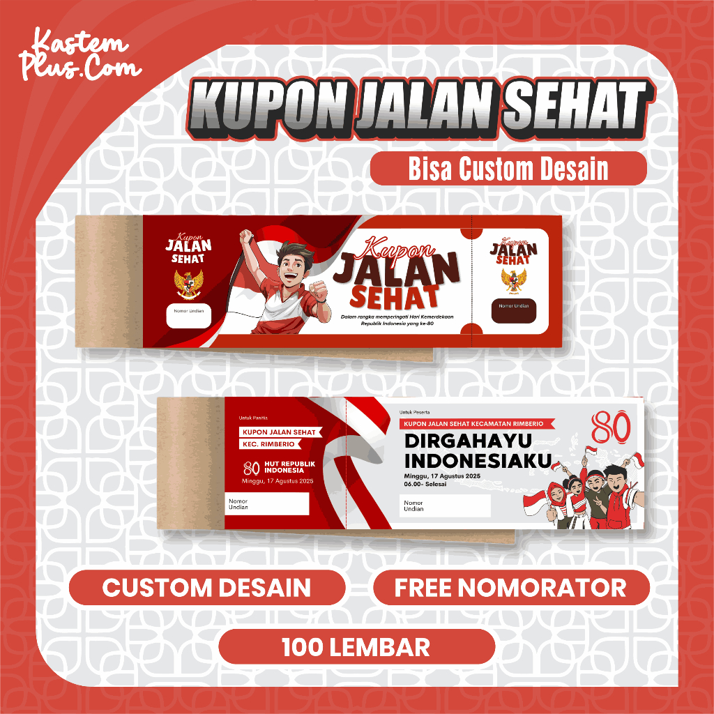 Jual Cetak Kupon Undian Jalan Sehat 17 Agustusan Custom Free Design Karcis Masuk Parkir Tiket ...