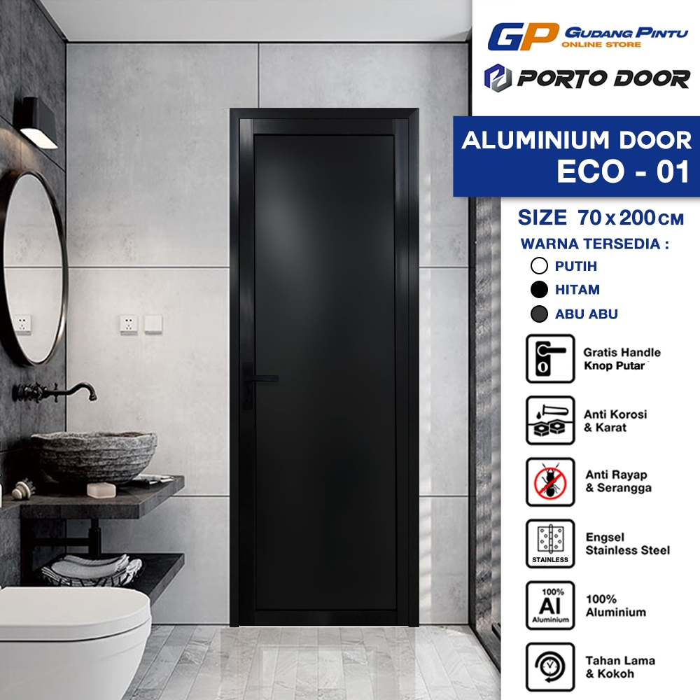 Jual PORTO DOOR PINTU ALUMINIUM / ALUMUNIUM ECO-01 70X200CM ACP / PINTU ...