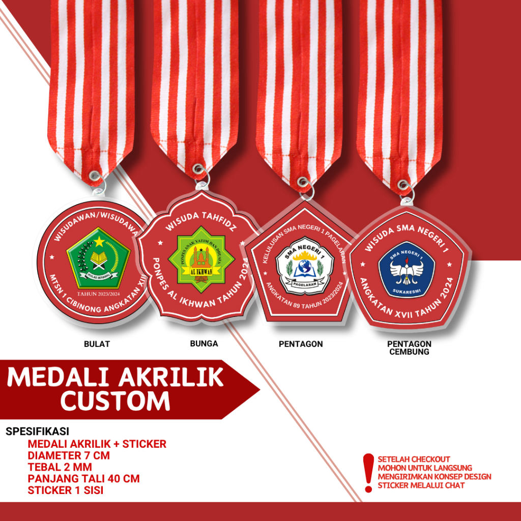Jual Medali Akrilik Custom Sticker Hadiah Souvenir Lomba Penghargaan ...