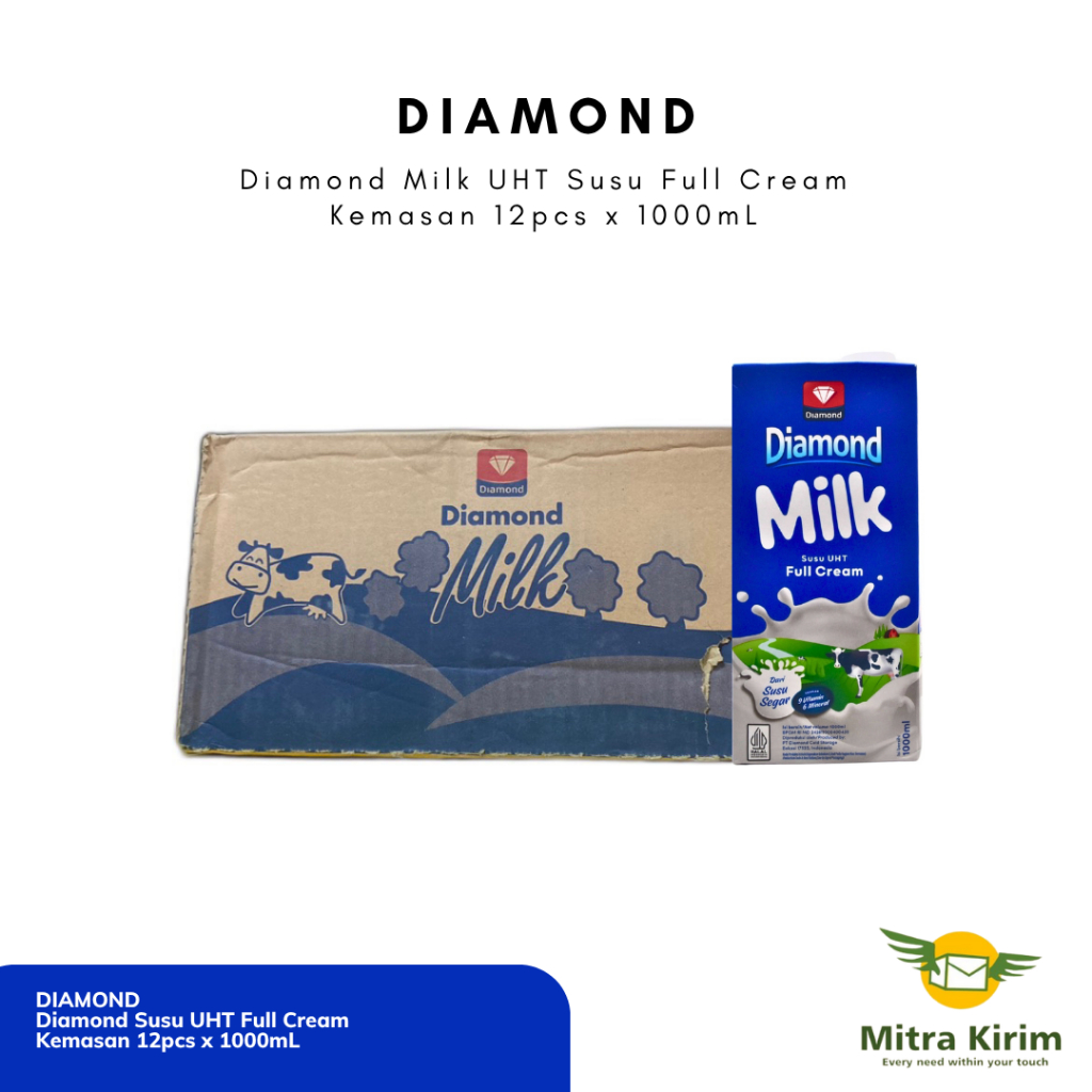 Jual Diamond Milk Susu UHT Full Cream Kemasan 12pcs x 1000mL | Shopee ...