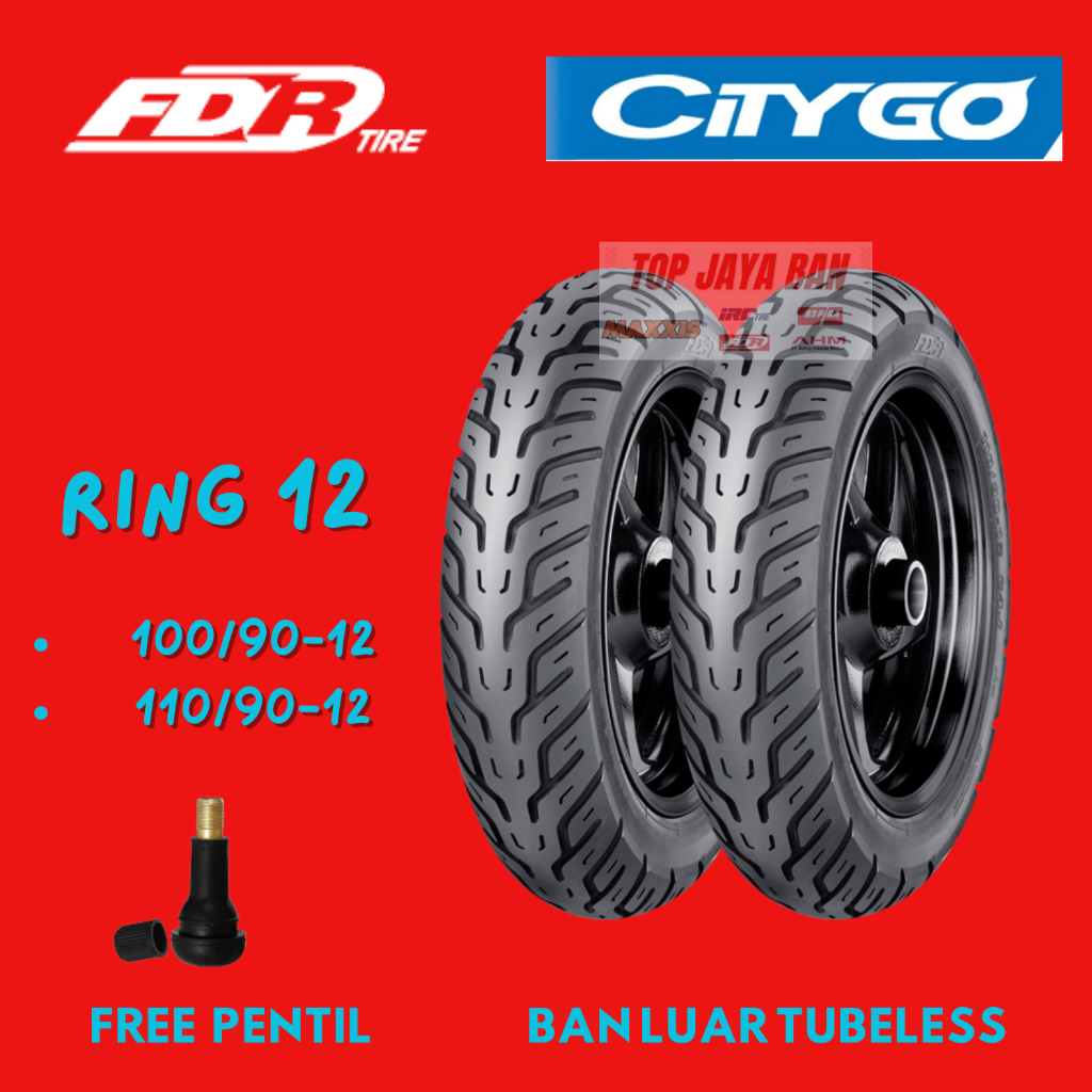 Jual Ban Luar FDR CityGo Ring 12 100/90-12 dan 110/90-12 Ban Tubeless ...