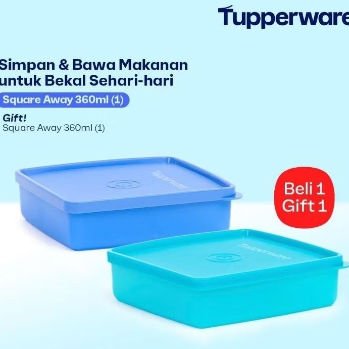 Jual Tupperware Square Away 360ml box | Shopee Indonesia