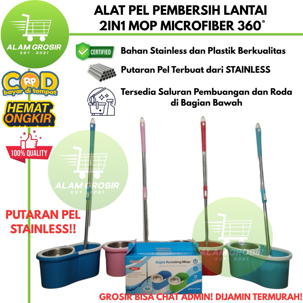 Jual [AG] Alat Pel Lantai Ember 2in1Stainless / Spin MOP Pembersih ...