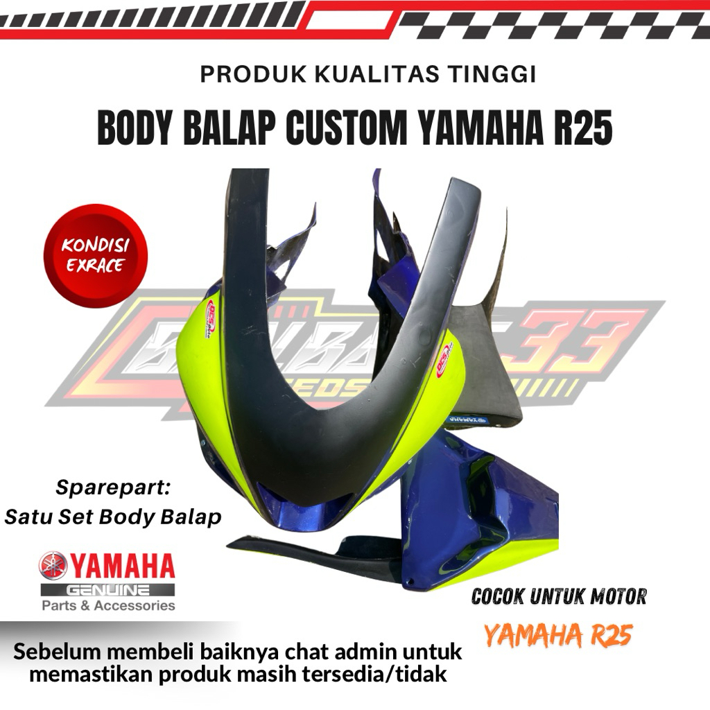 Jual Body Balap Motor Yamaha R25 Biru//Kuning Flou | Shopee Indonesia