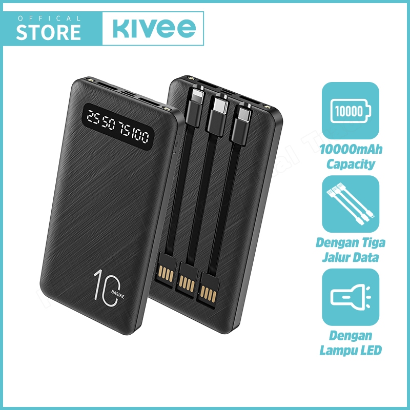 Jual KIVEE Powerbank 10000 mAh Murah Mini with Kabel Data lightning ...