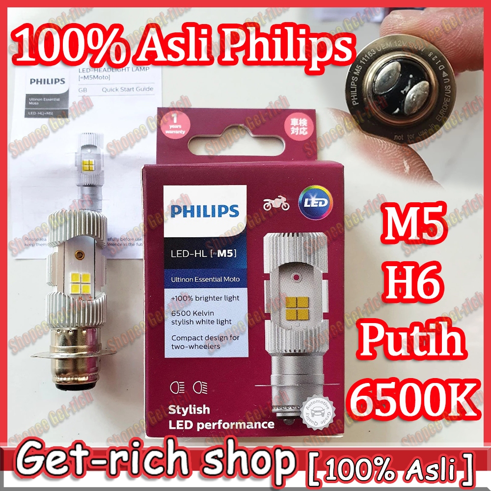 Jual 24H Ship【ORIGINAL Philips 100%】Lampu Depan Motor LED PHILIPS M5 ...