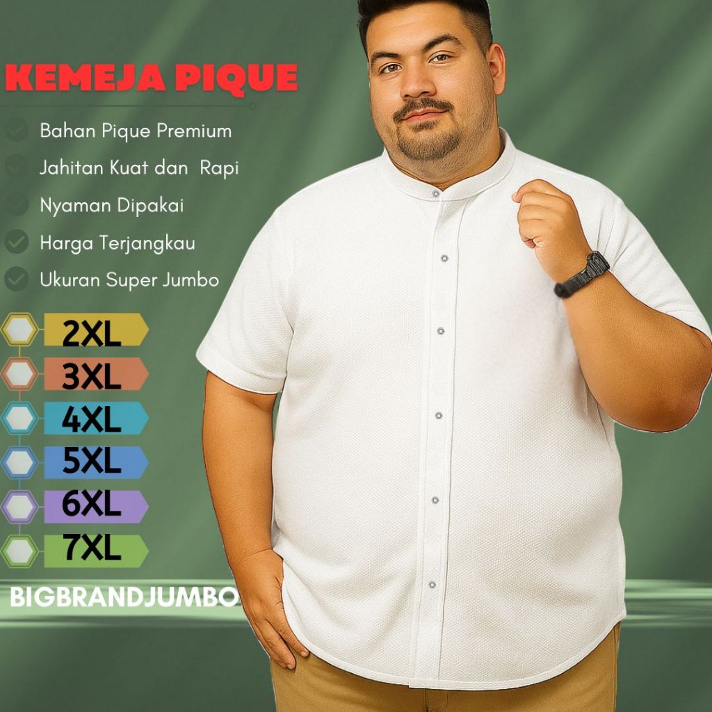 Jual Baju kemeja kaos kameja polo laqos pique polos lengan pendek pria dewasa bigsize 3xl 4xl ...