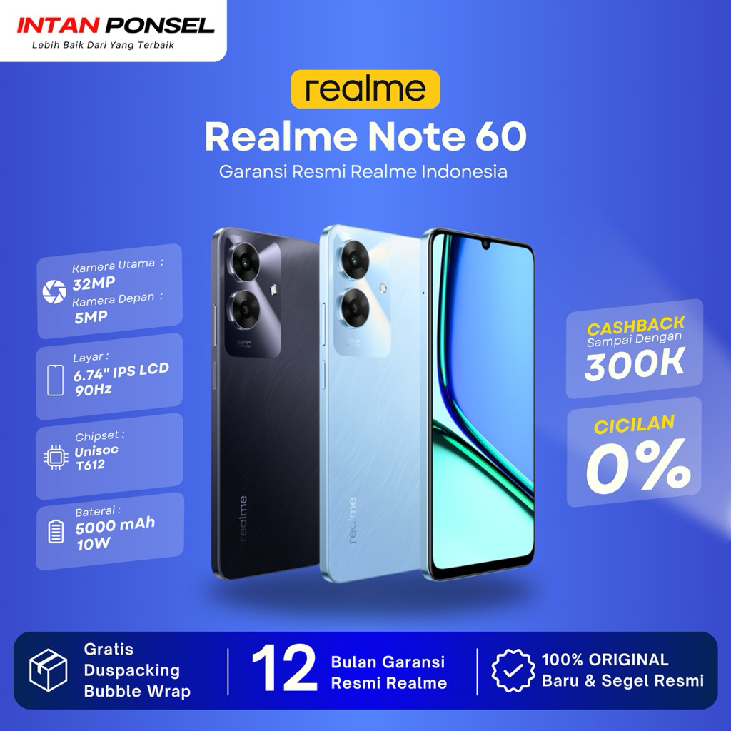 Jual Realme Note 60 (6GB+12*/128GB) Armorshell | 32MP | IP64 | Garansi ...