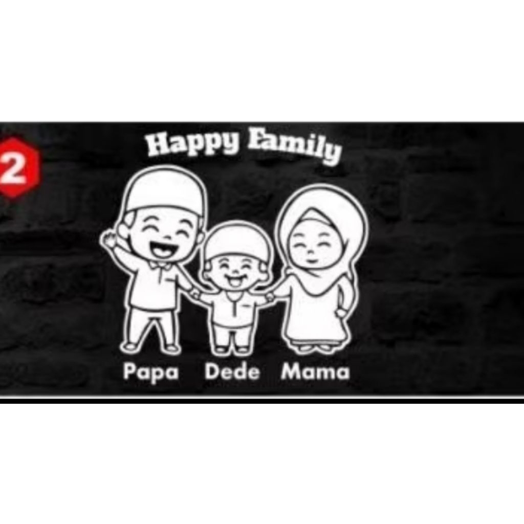 Jual STICKER HAPPY FAMILY STICKER KACA MOBIL UKURAN 13CM | Shopee Indonesia