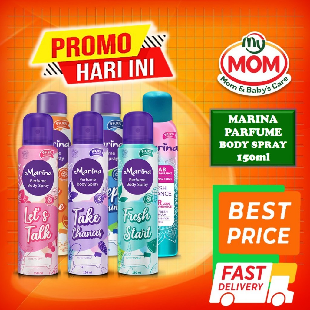 Jual Marina Perfume Body Spray 150ml - Parfum Badan Anti Residu - Anti ...