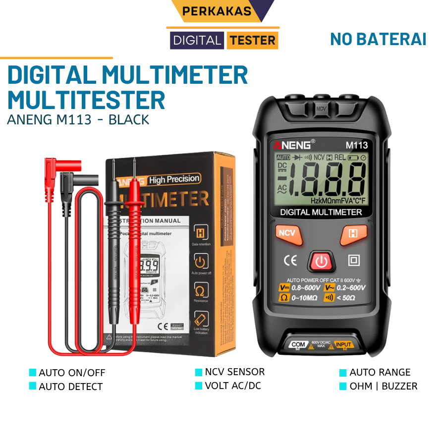 Jual ANENG M113 Portable Multimeter Multitester Digital Otomatis NCV ...