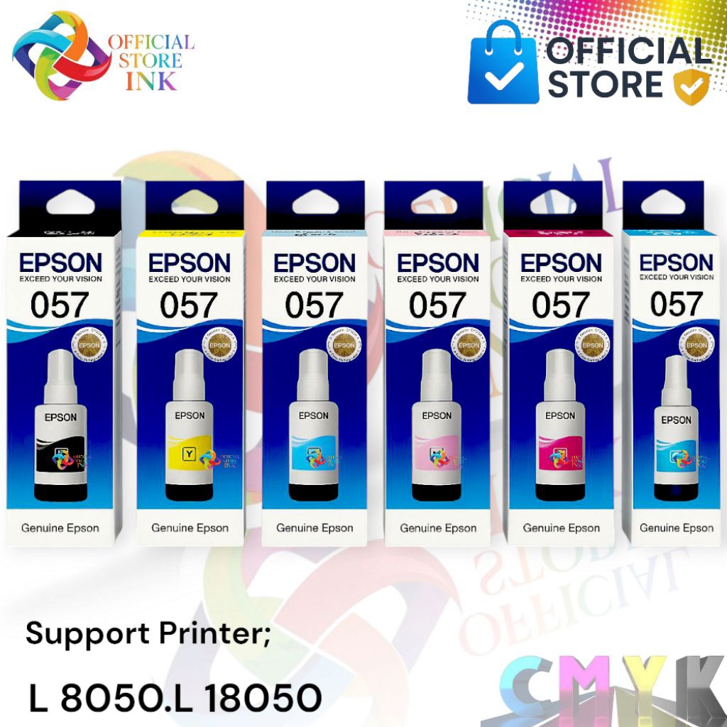 Jual 1 SET TINTA PRINTER EPSON 057 BLACK DAN WARNA ORIGINAL FOR PRINTER EPSON L8050. L 18050 ...